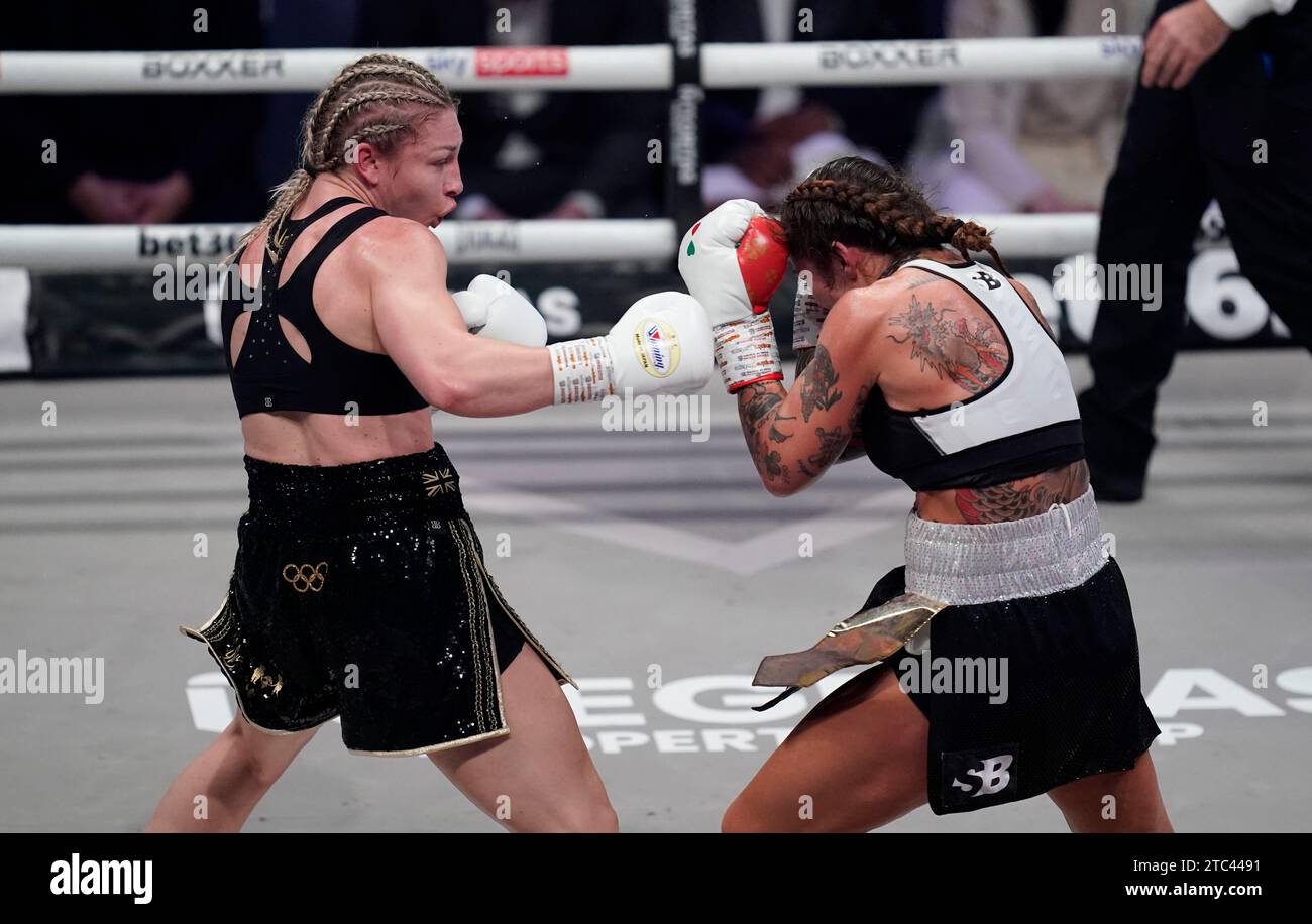 Lauren Price (left) and Silvia Bortot in action during their ...