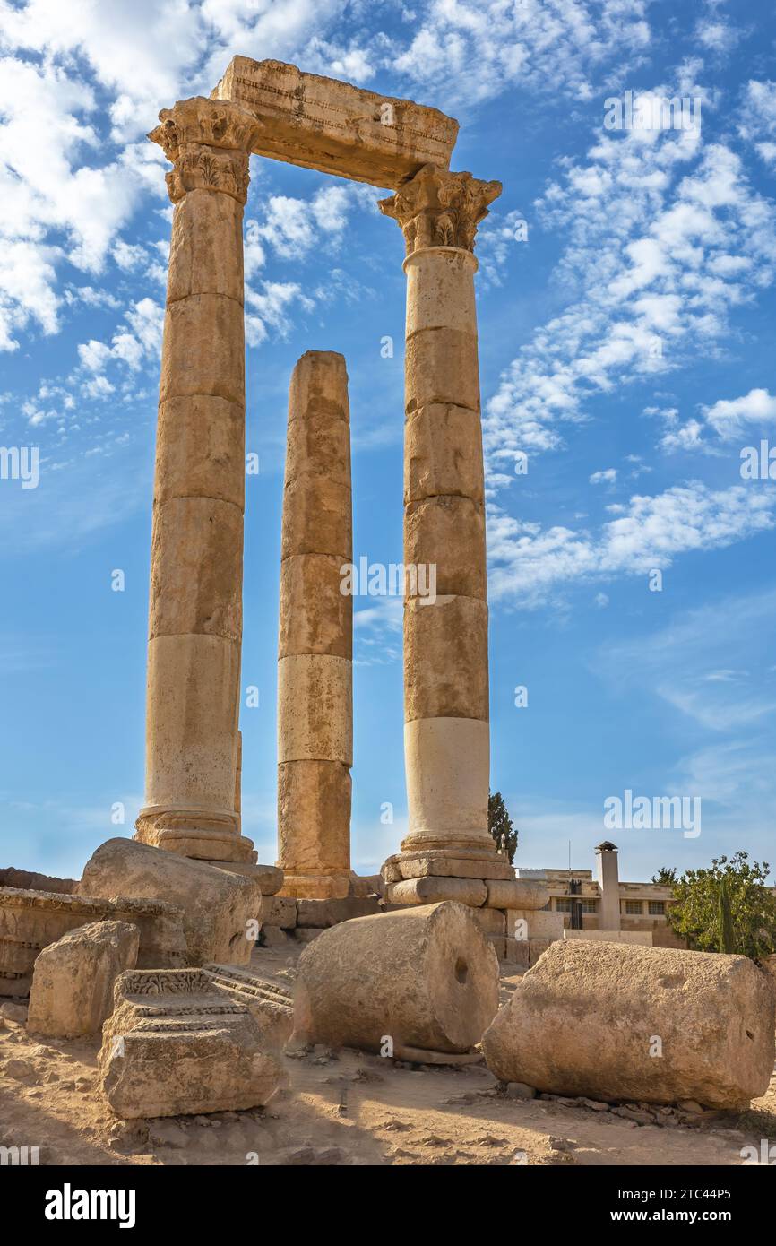 Columns of ruins of the uncompleted Roman Temple of Hercules at the ...