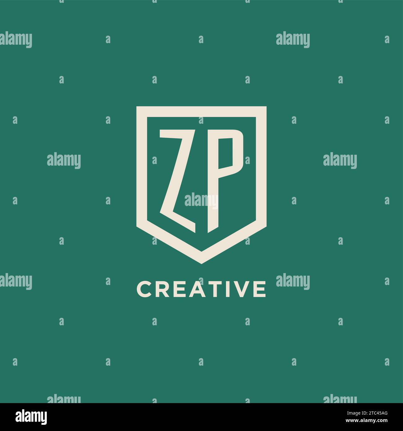 ZP initial logo monogram shield geometric shape design vector graphic ...