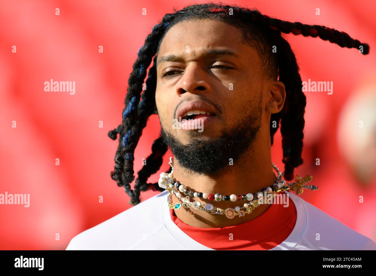 Buffalo Bills safety Damar Hamlin runs during warmups before an NFL ...