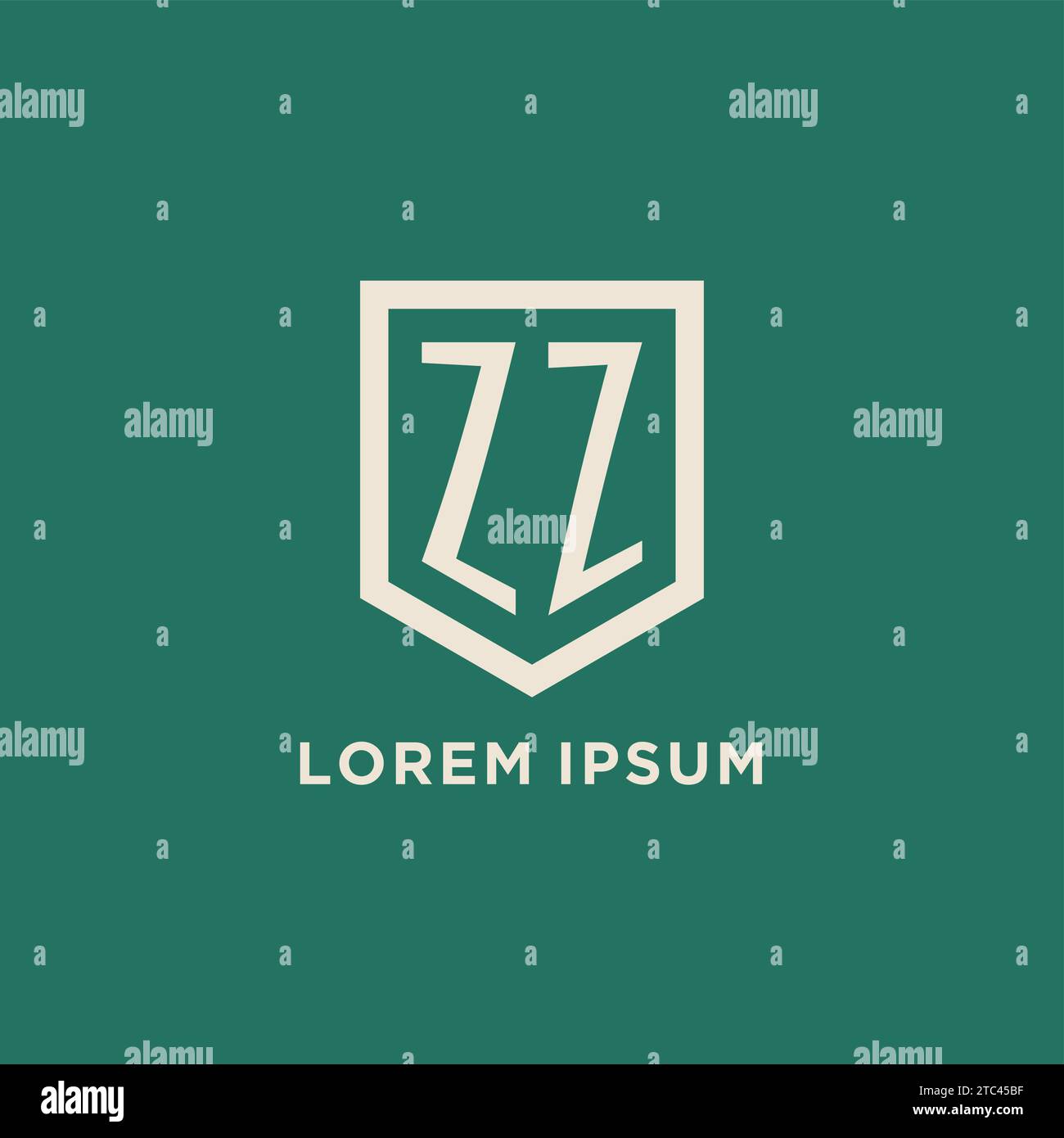 ZZ initial logo monogram shield geometric shape design vector graphic ...