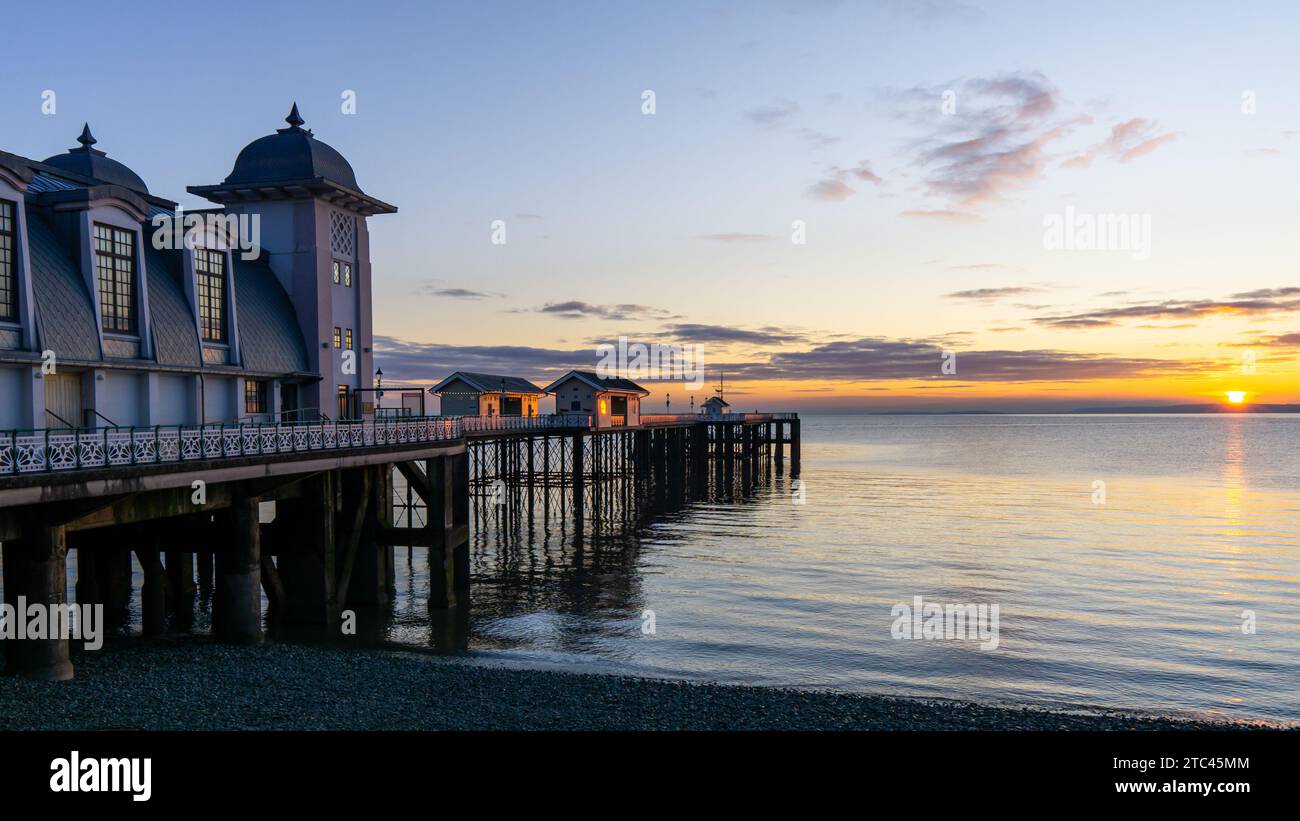 Sunrise from the sea at Penarth Pier Pavilion in Cardiff Stock Photo ...