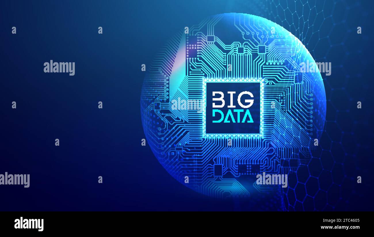 Big data circuit cyber security with sphere shield. Blue technology ...
