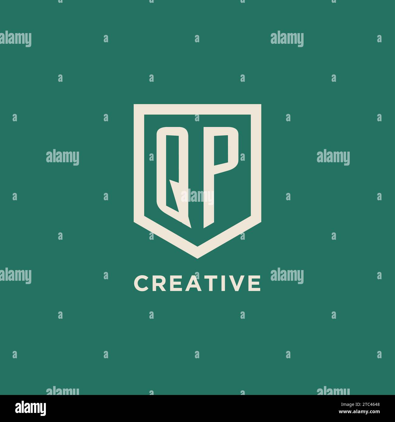 QP initial logo monogram shield geometric shape design vector graphic ...