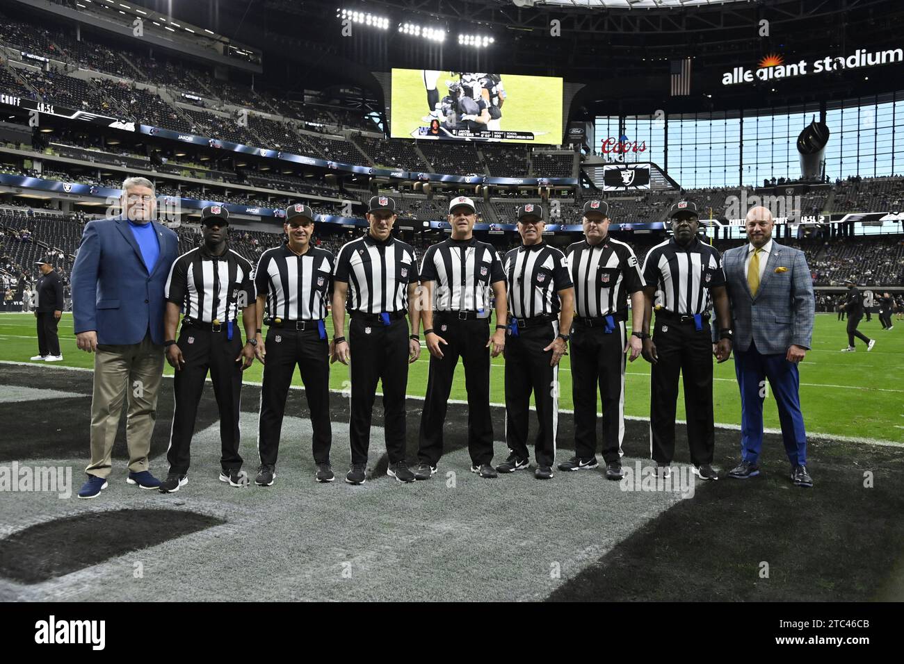 The Craig Wrolstad officiating crew poses for a photograph prior to an ...