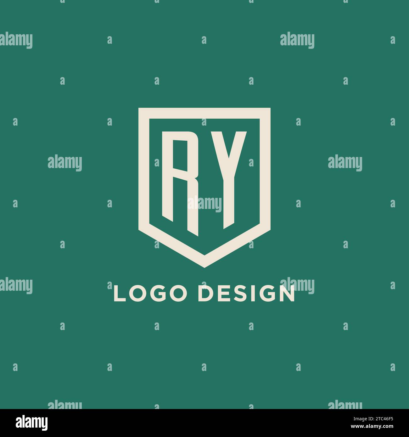 RY initial logo monogram shield geometric shape design vector graphic ...
