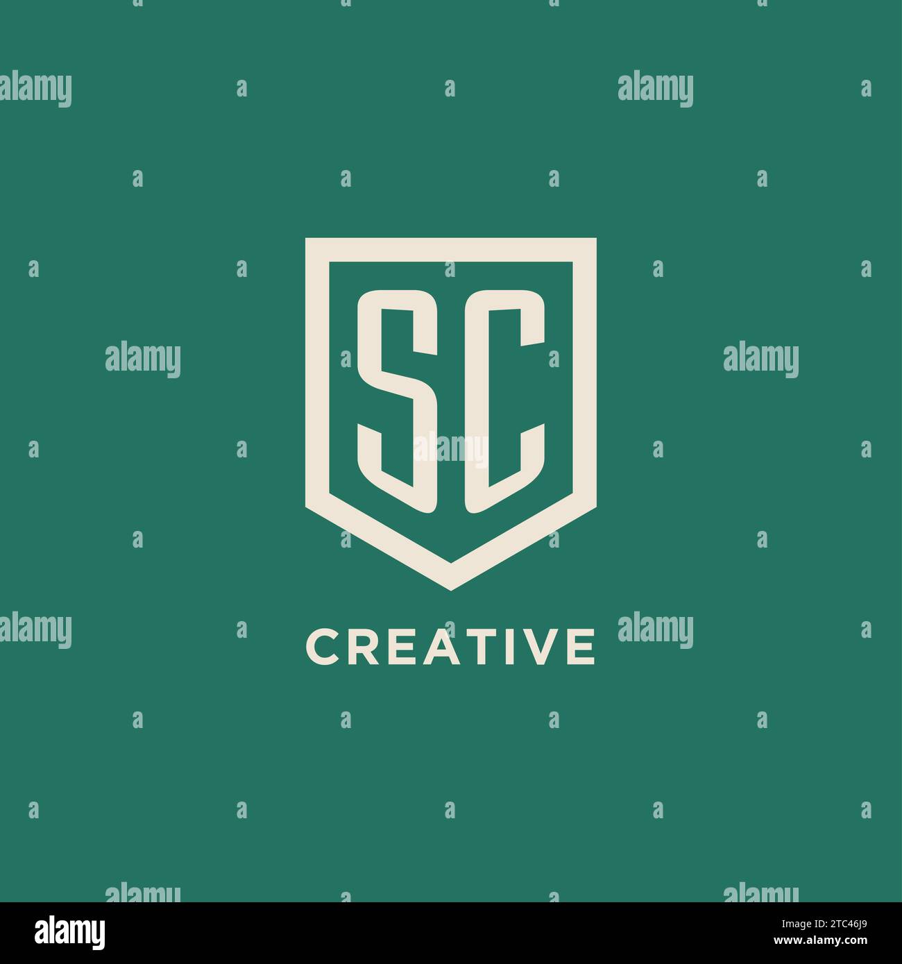 SC initial logo monogram shield geometric shape design vector graphic ...