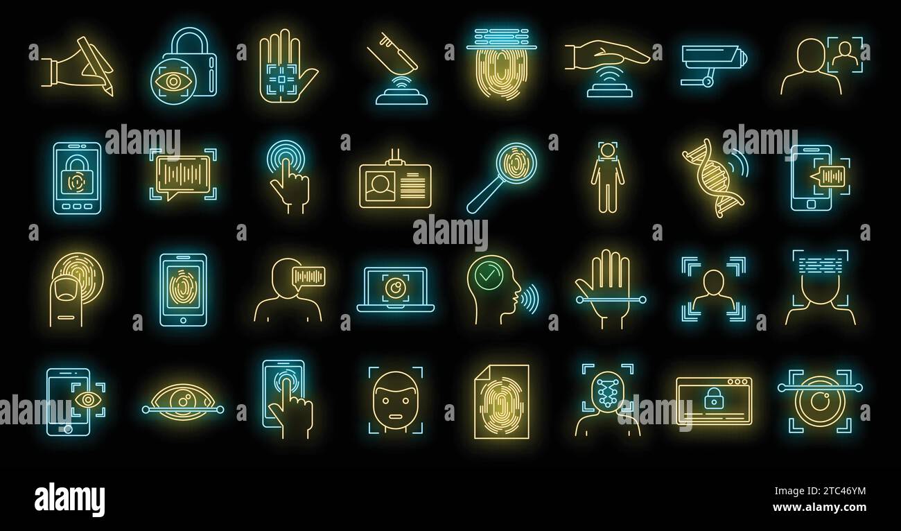 Modern biometric authentication icons set. Outline set of modern ... Modern biometric authentication icons set. Outline set of modern ...