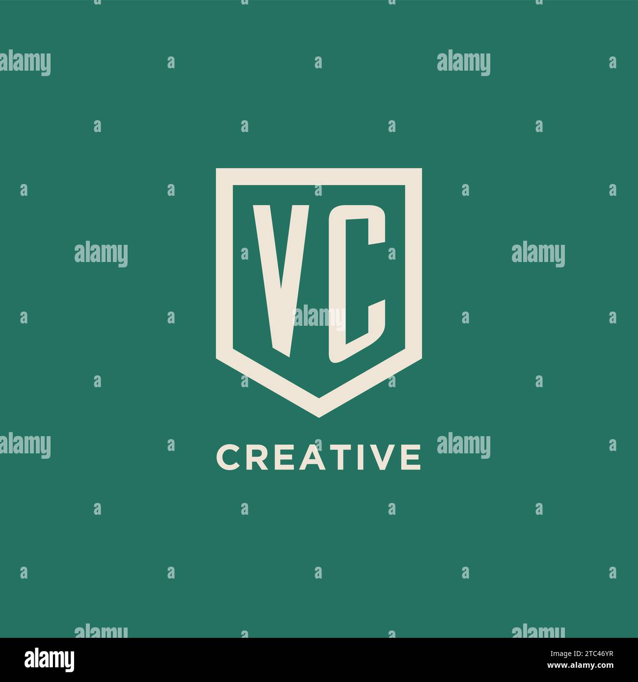 VC initial logo monogram shield geometric shape design vector graphic ...
