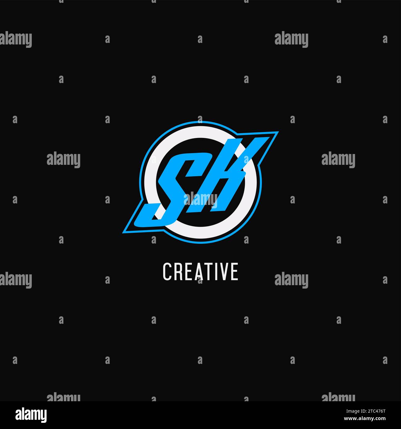 Initial SK logo circle line, creative esport team logo monogram style ...