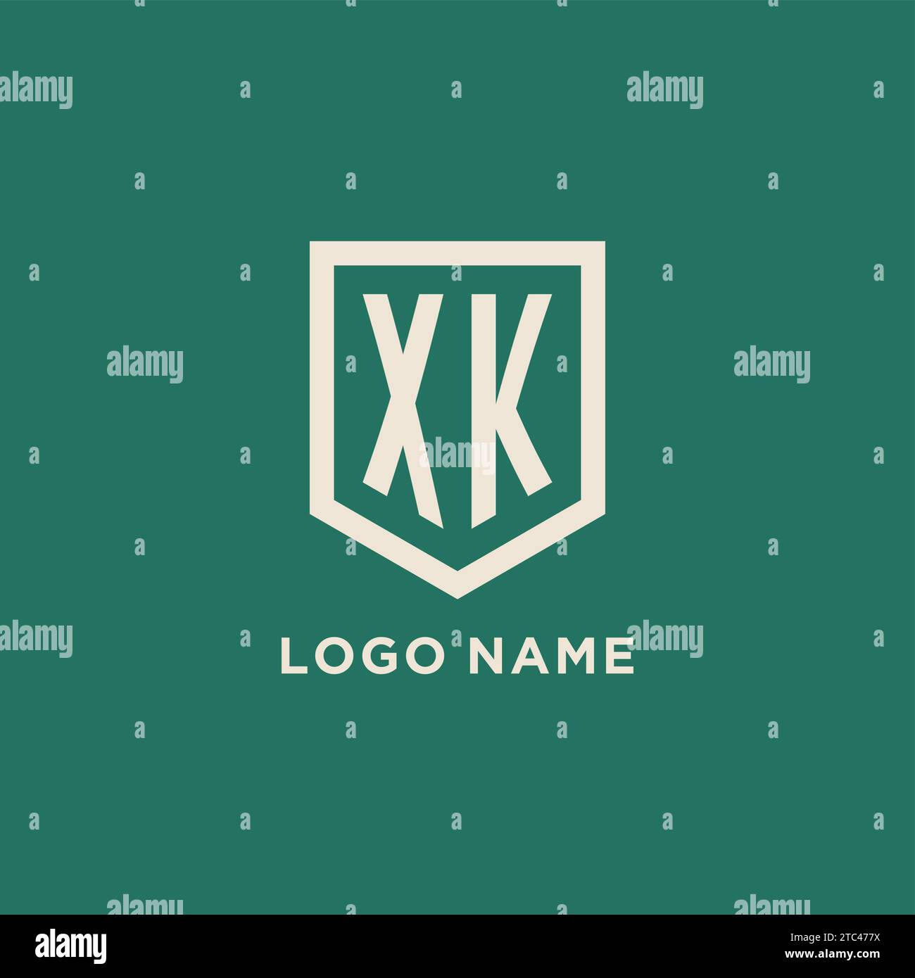 XK initial logo monogram shield geometric shape design vector graphic ...