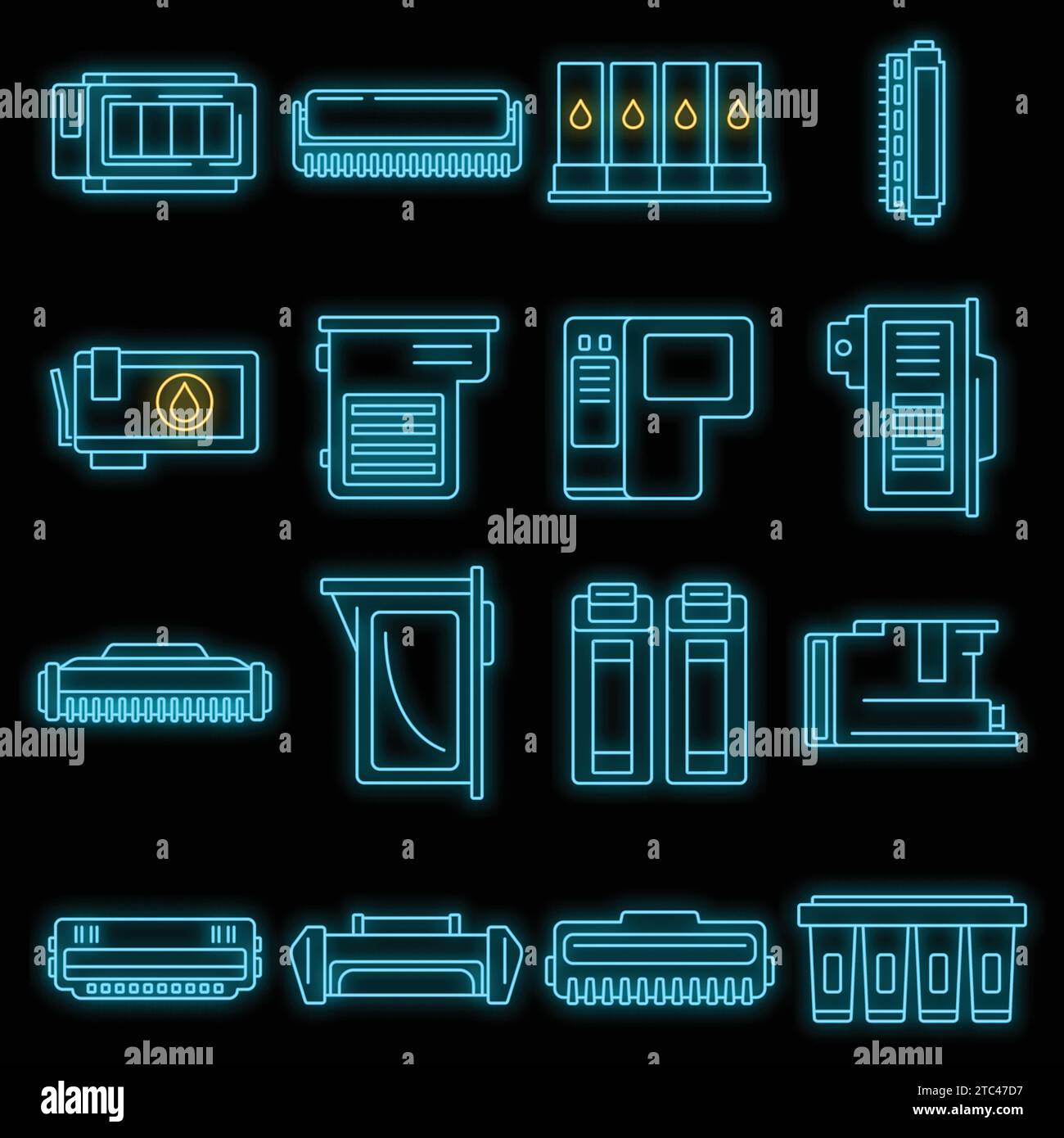 Printer cartridge icons set. Outline set of printer cartridge vector ...