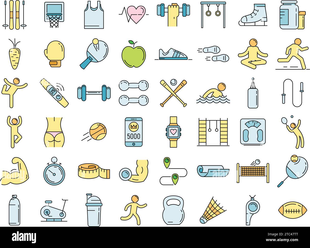 Outdoor fitness icons set. Outline set of outdoor fitness vector icons ...