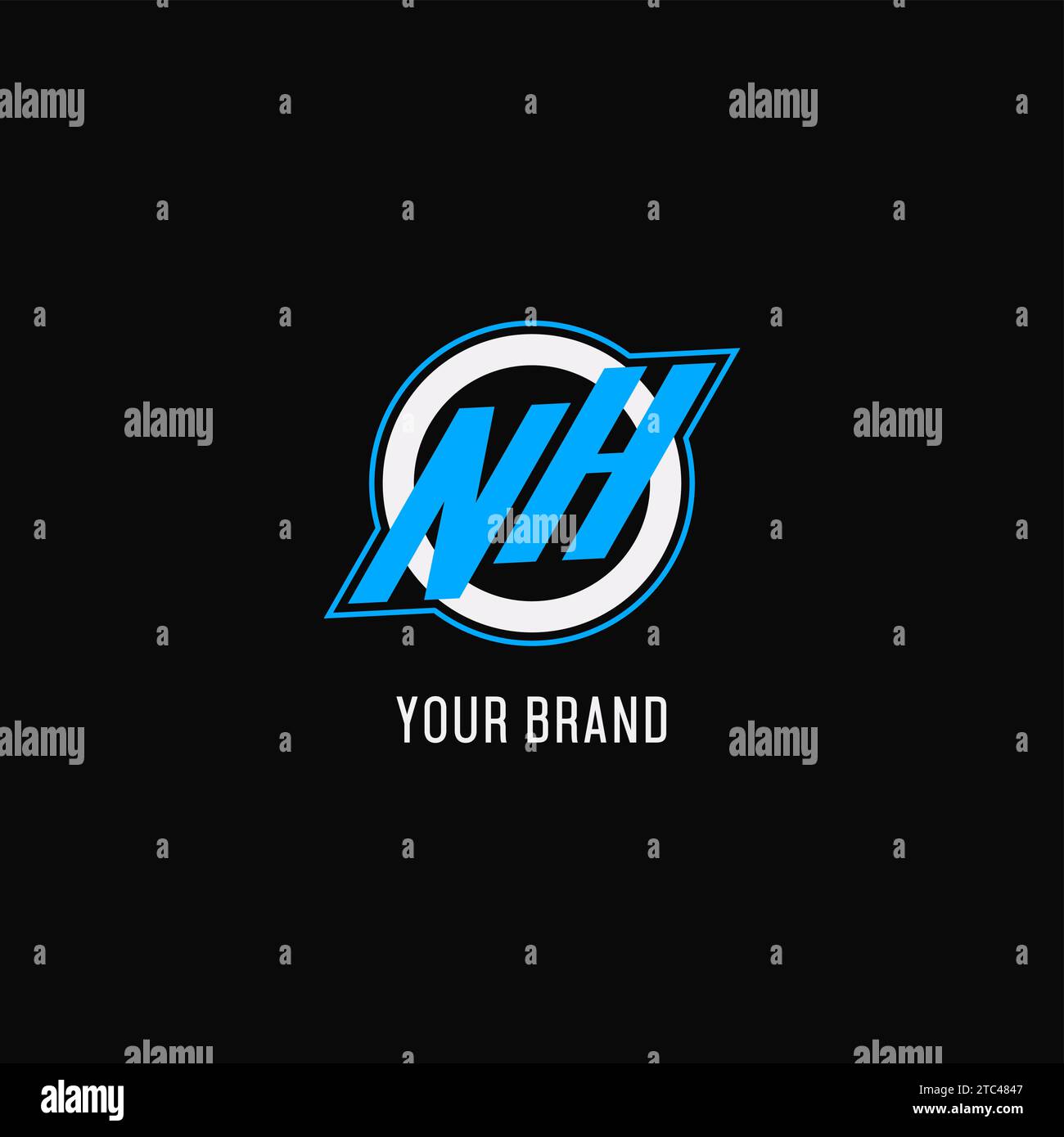 Initial NH logo circle line, creative esport team logo monogram style ...