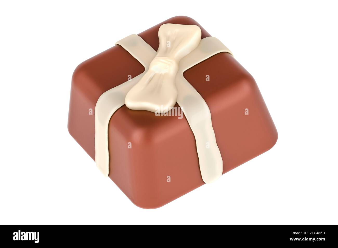 Square chocolate candy with decoration, 3D rendering isolated on white ...