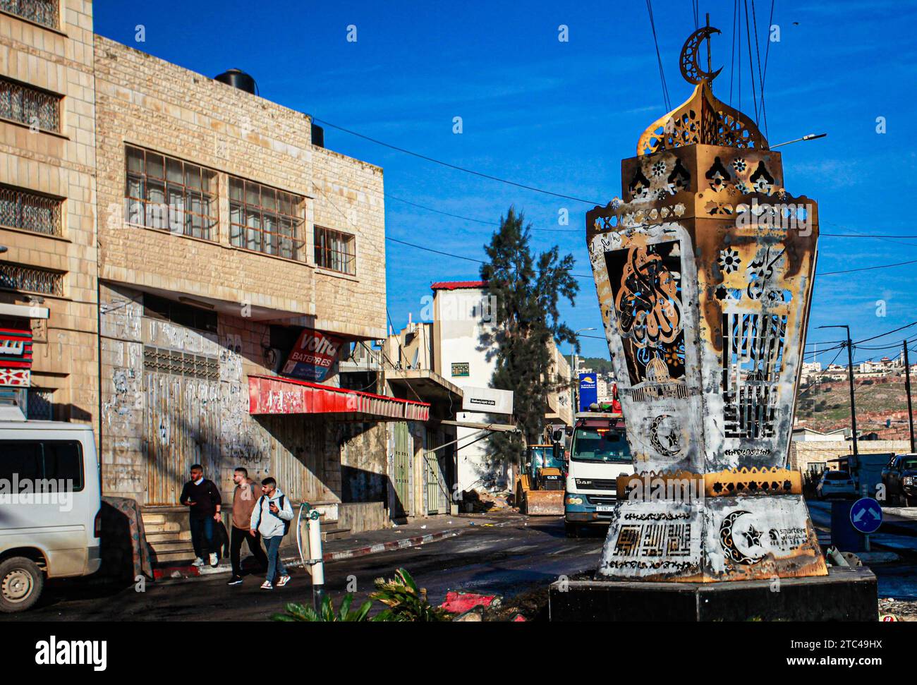 Tubas, Palestine. 10th Dec, 2023. A view of the damaged monument after ...