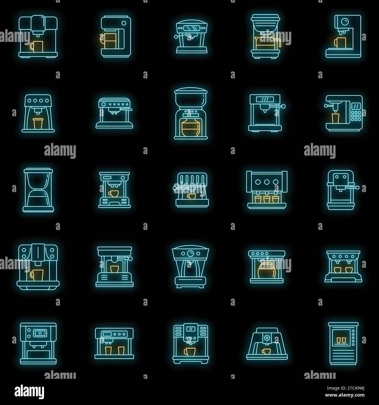 Automatic coffee machine icons set. Outline set of automatic coffee ... Automatic coffee machine icons set. Outline set of automatic coffee ...