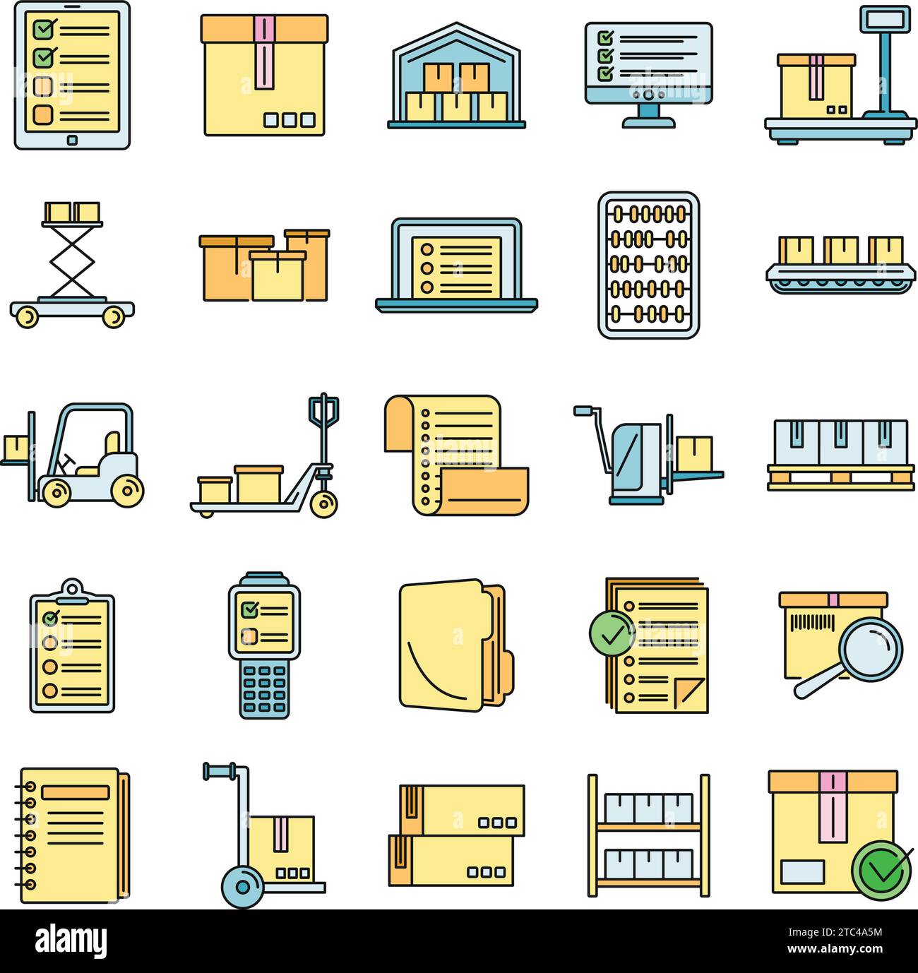 Work inventory icons set. Outline set of work inventory vector icons ...