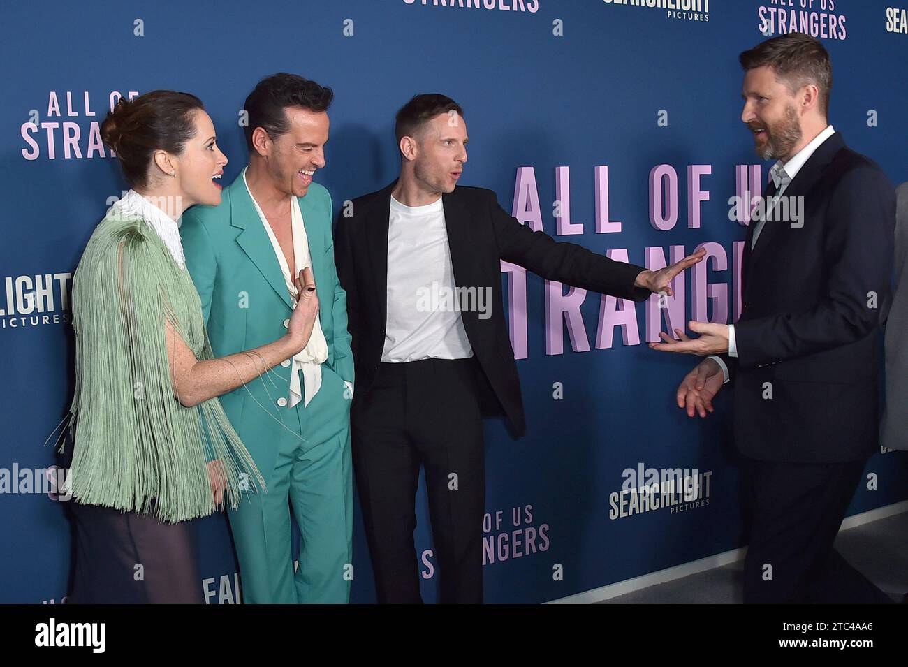 Claire Foy, from left, Andrew Scott, Andrew Haigh and Jamie Bell arrive ...