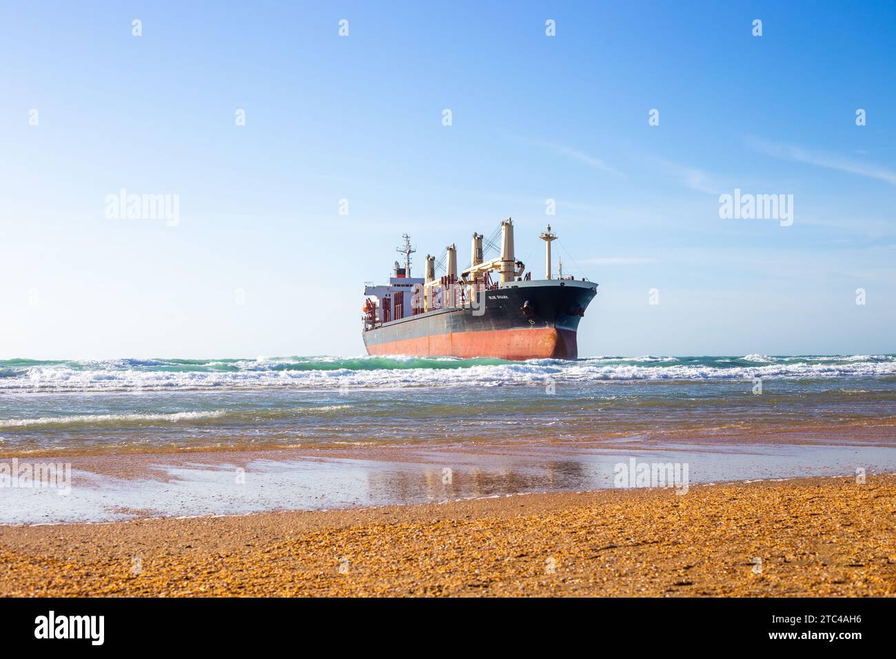 The large cargo ship Blue Shark ran aground on the Black Sea coast ...