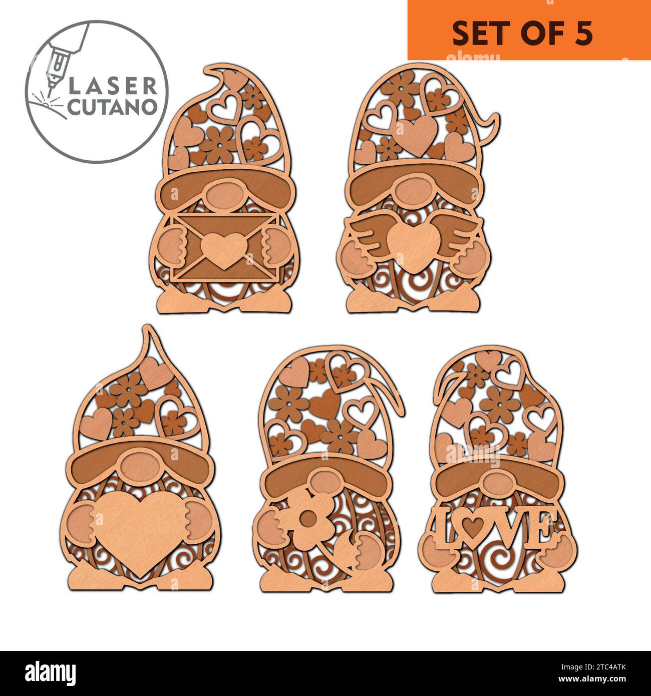 Valentines Day GNOMES Digital multilayer layout files are specially prepared for the laser cut ...