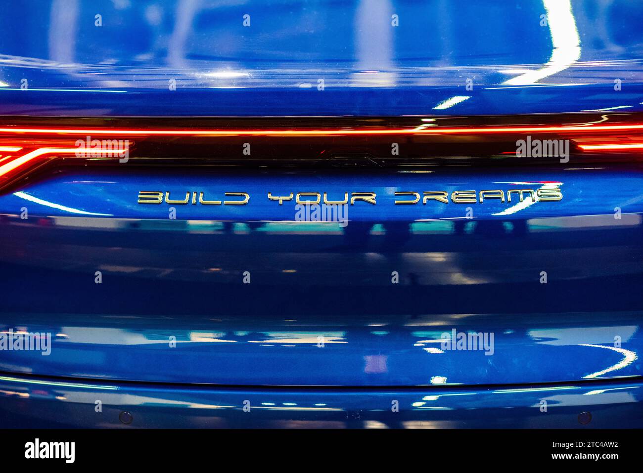 Gothenburg, Sweden - december 03 2022: Rear light of a BYD HAN electric ...