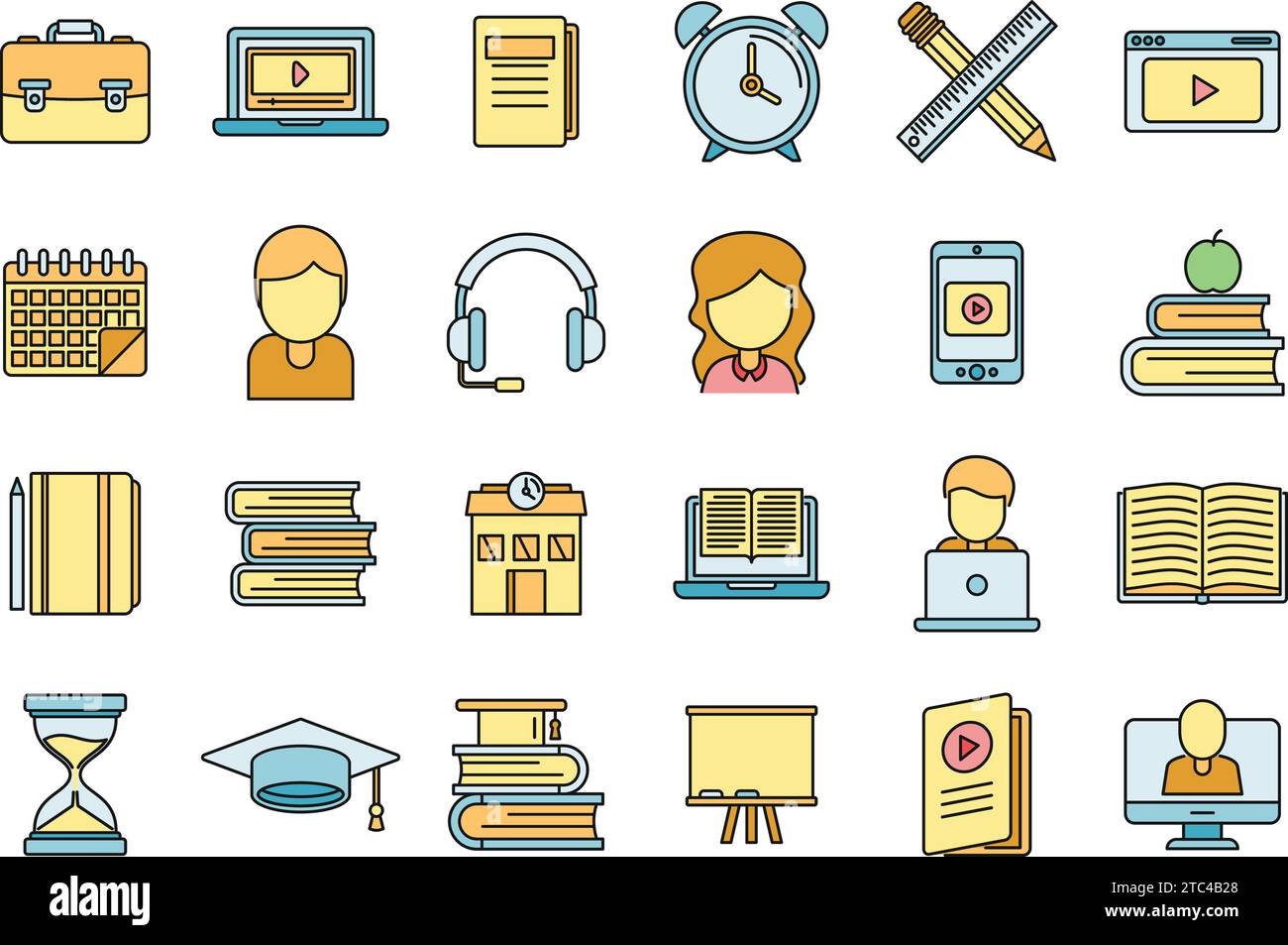 Tutor teacher icons set. Outline set of tutor teacher vector icons thin ...