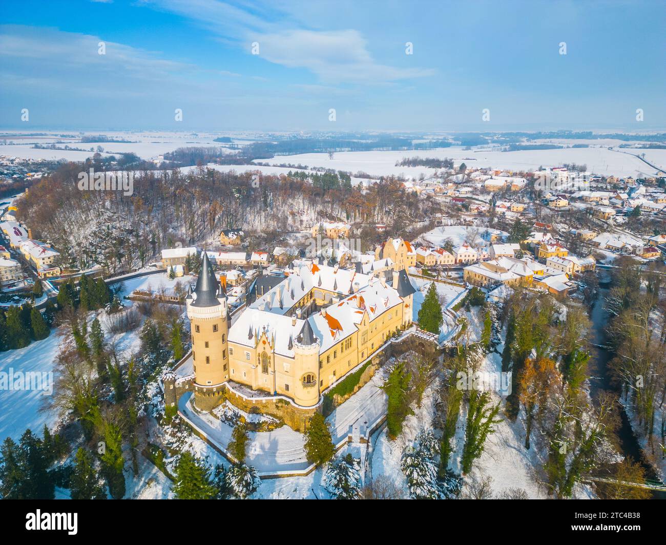 Aerial view zleby castle in hi-res stock photography and images - Alamy