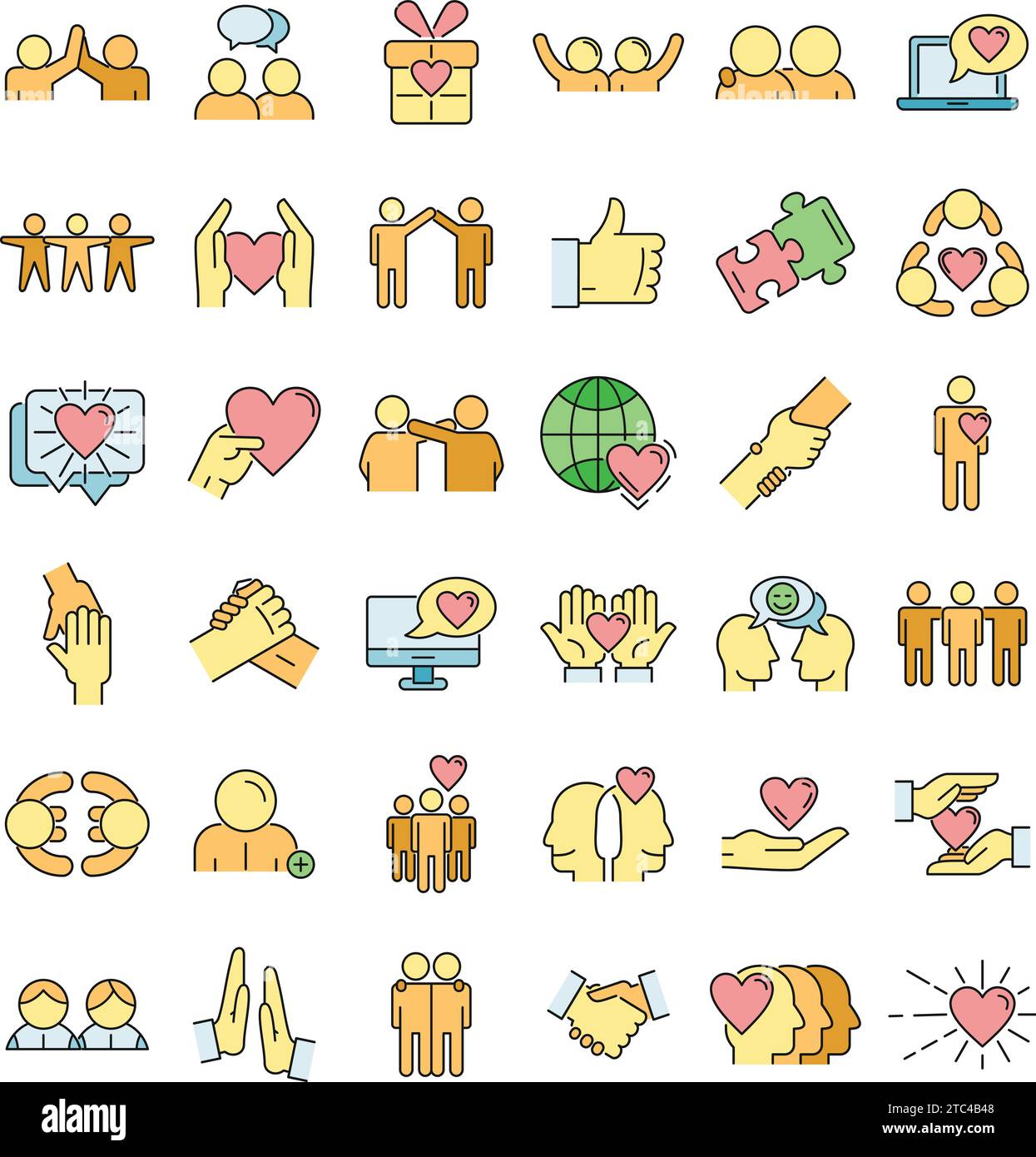 Friendship icons set. Outline set of friendship vector icons thin line ...