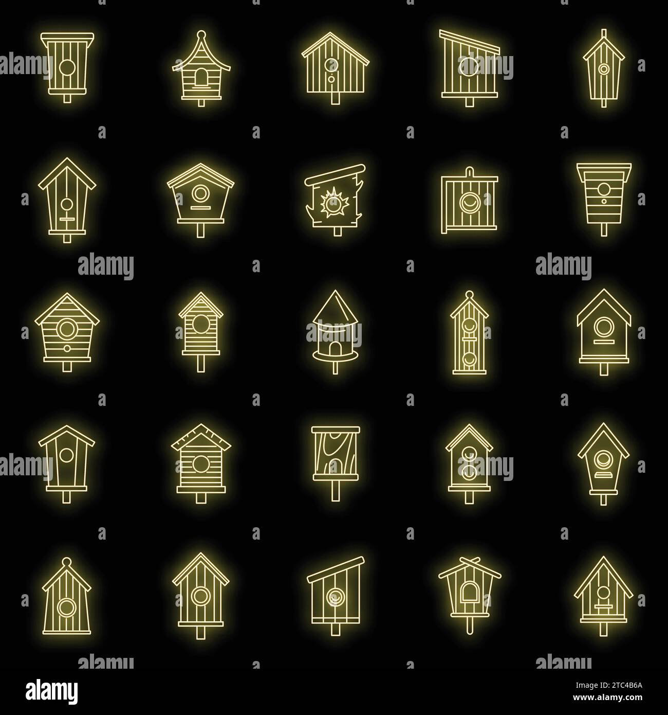 Spring bird house icons set. Outline set of spring bird house vector ...