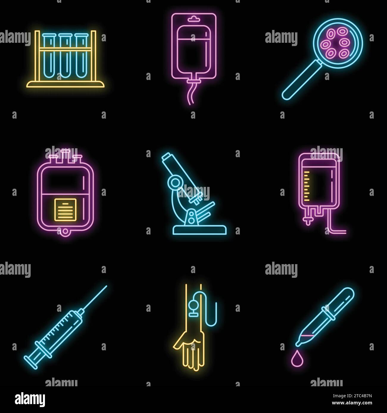 Blood transfusion donation icons set. Outline set of blood transfusion ...