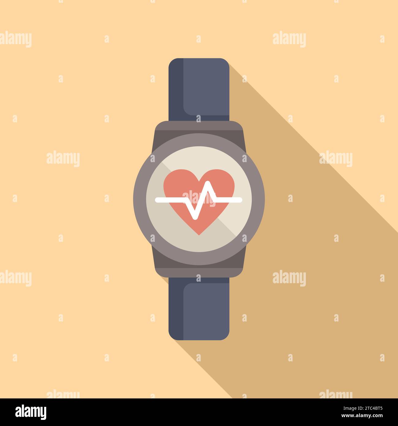 Heart rate tracker icon flat vector. Watch app. Security band digital ...