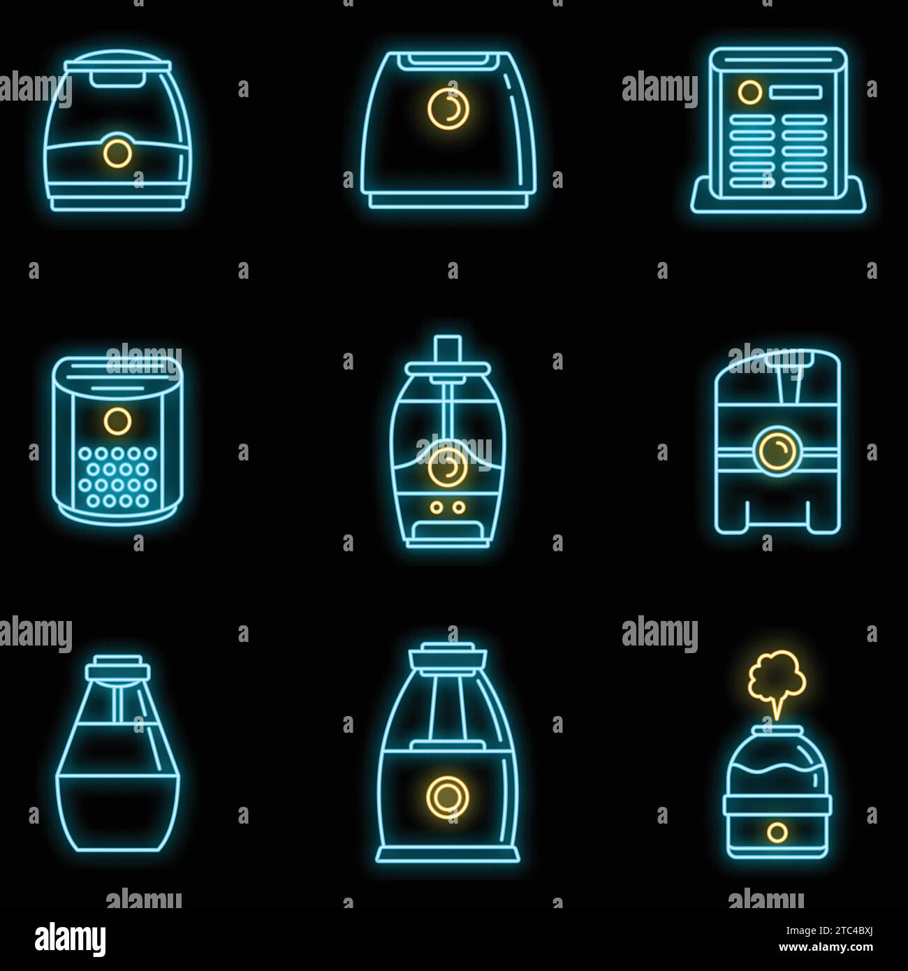 Home air purifier icons set. Outline set of home air purifier vector ...