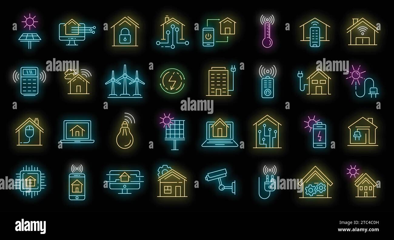 Autonomous house icons set. Outline set of autonomous house vector ... Autonomous house icons set. Outline set of autonomous house vector ...