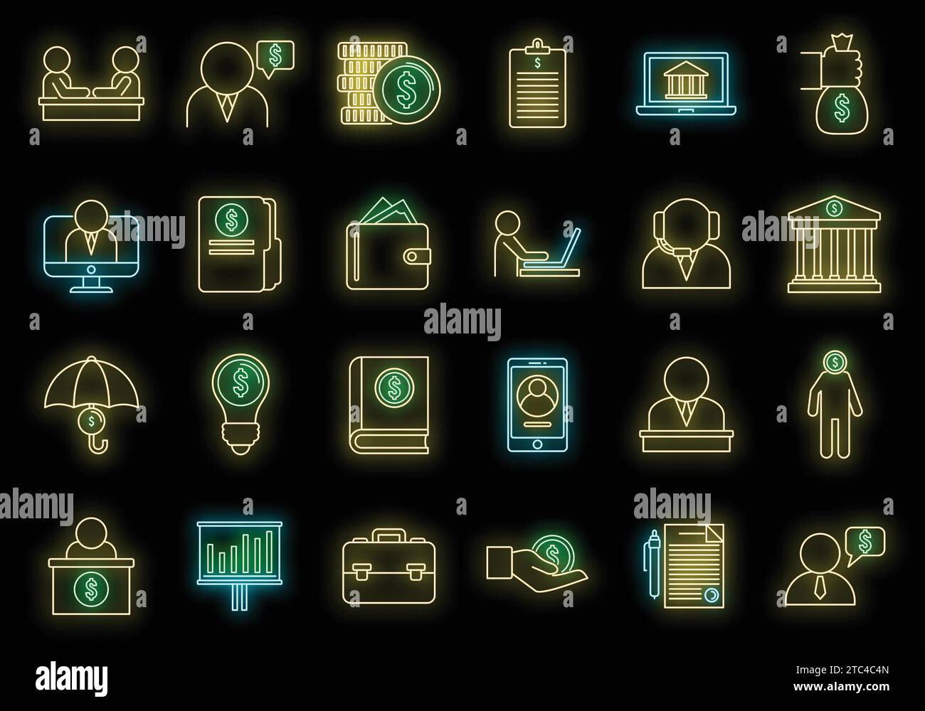 Financial advisor bank icons set. Outline set of financial advisor bank ...