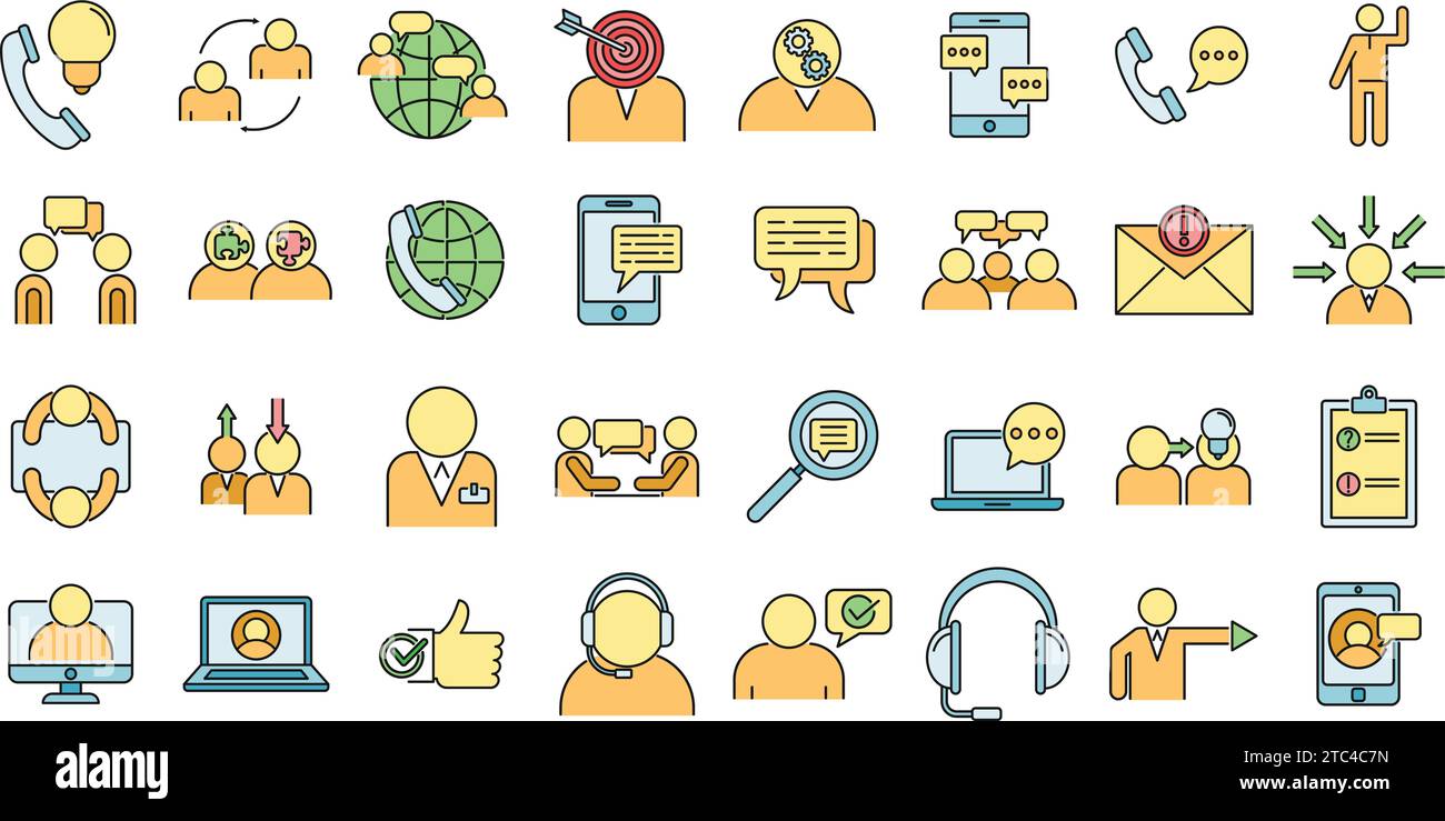 Advice communication icons set. Outline set of advice communication ...