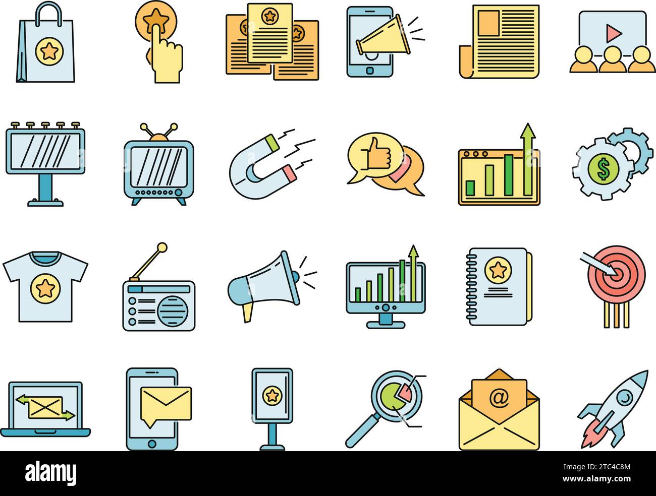 Campaign adword icons set. Outline set of campaign adword vector icons ...