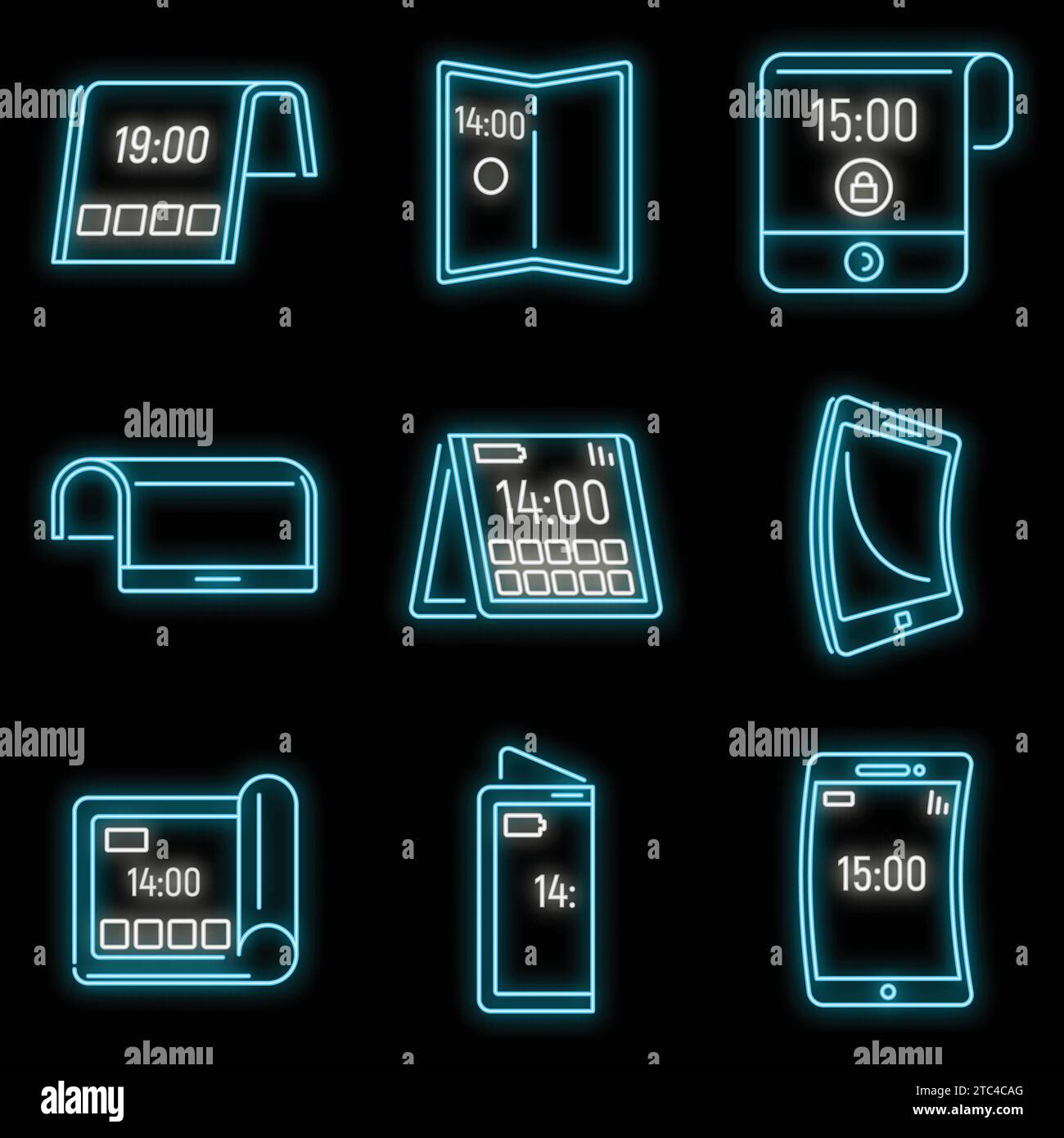 Modern flexible display icons set. Outline set of modern flexible ... Modern flexible display icons set. Outline set of modern flexible ...