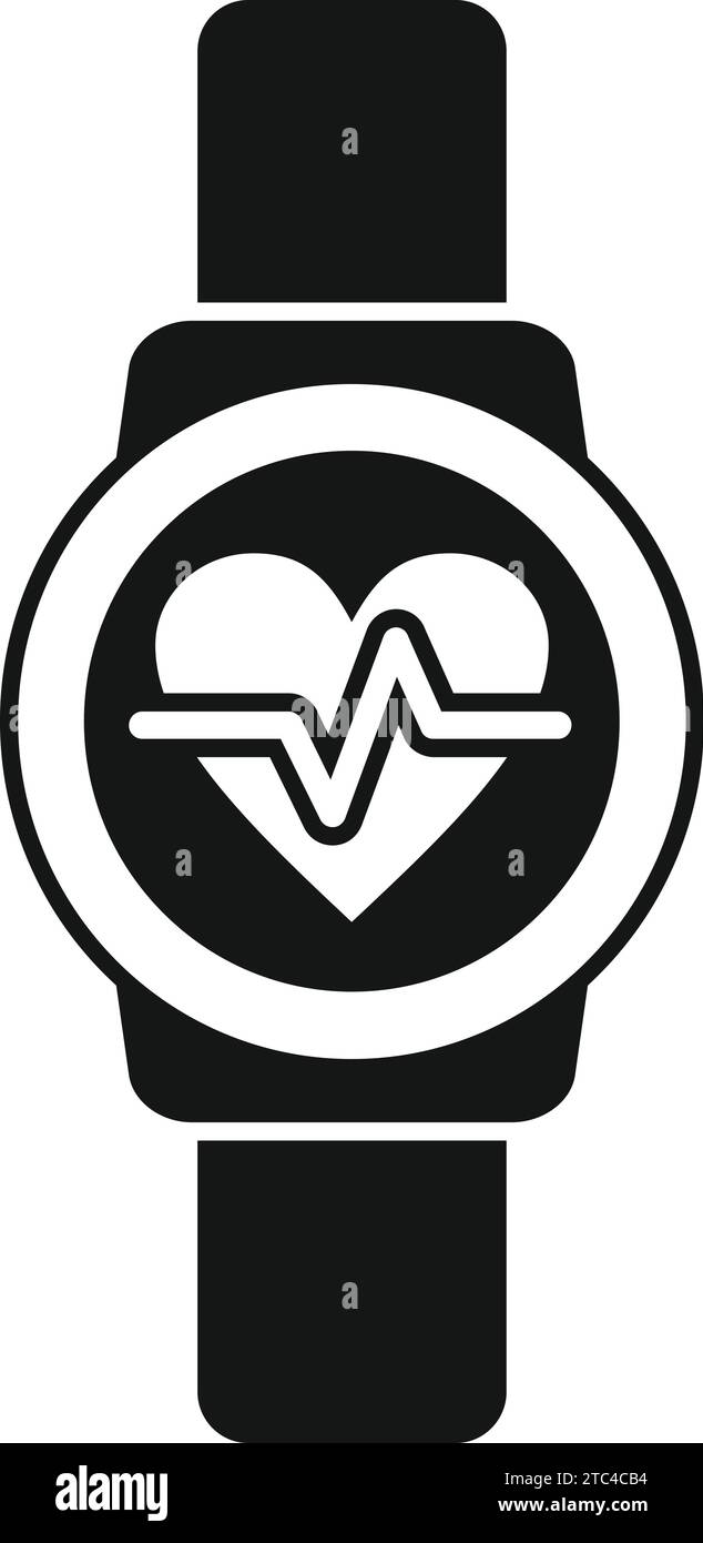 Heart rate tracker icon simple vector. Watch app. Security band digital ...