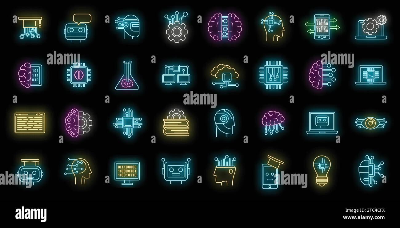 Science machine learning icons set. Outline set of science machine ... Science machine learning icons set. Outline set of science machine ...