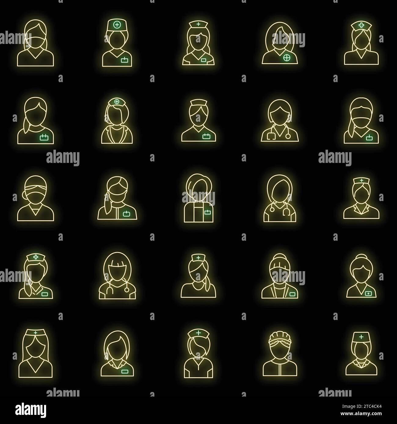 Hospital nurse icons set. Outline set of hospital nurse vector icons ...