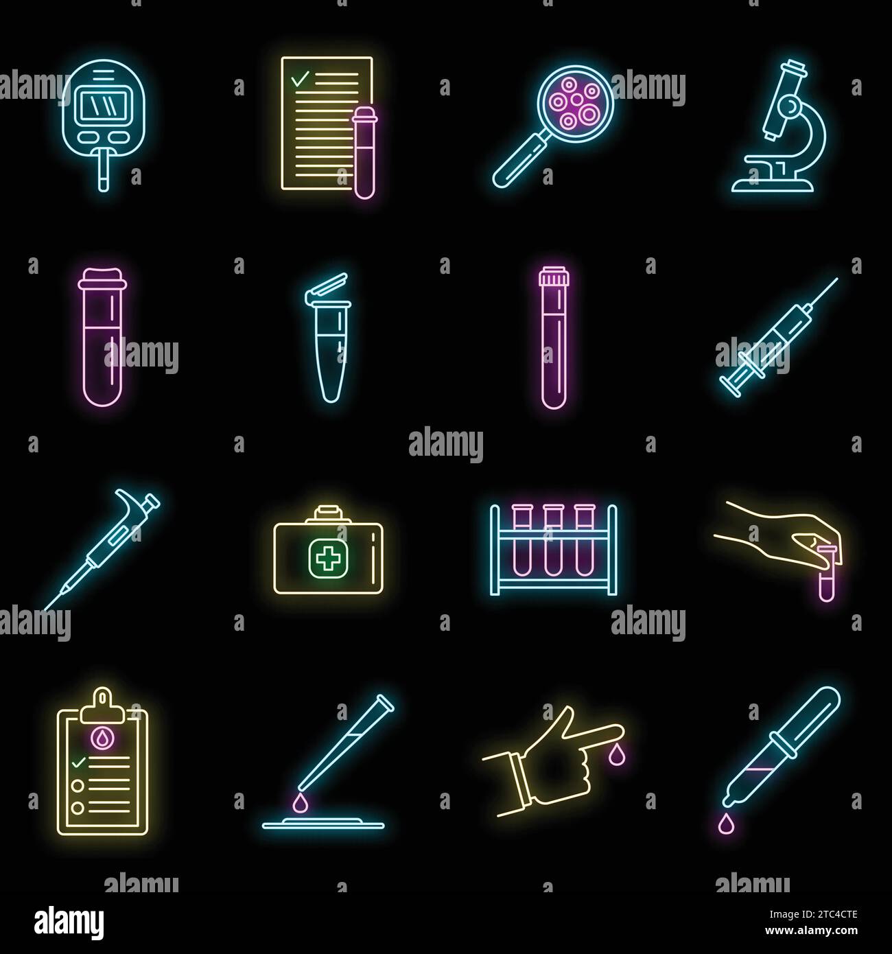 Medical blood test icons set. Outline set of medical blood test vector ...