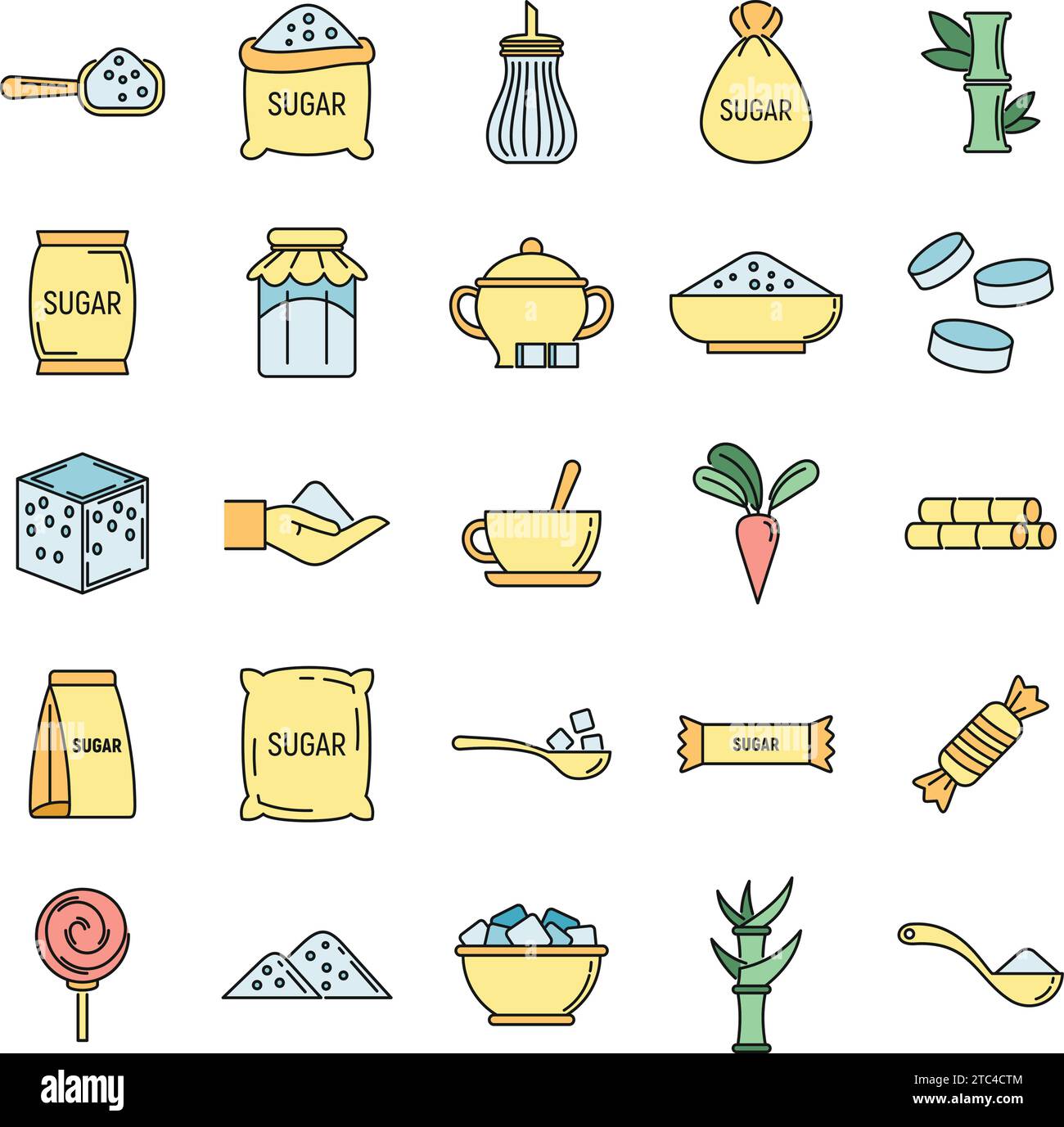 Sugar cane icons set. Outline set of sugar cane vector icons thin line ...