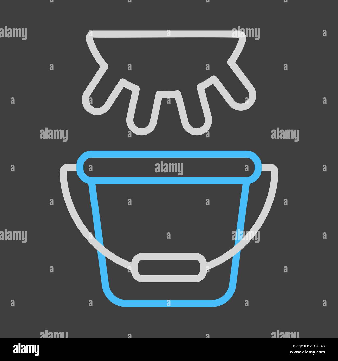 Cow udder and buckets. Fresh milk vector on dark background icon. Dairy ...