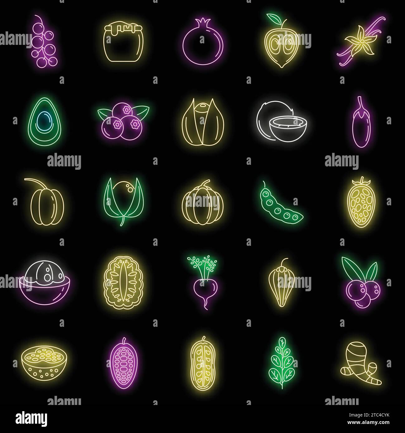 Modern superfood icons set. Outline set of modern superfood vector ...