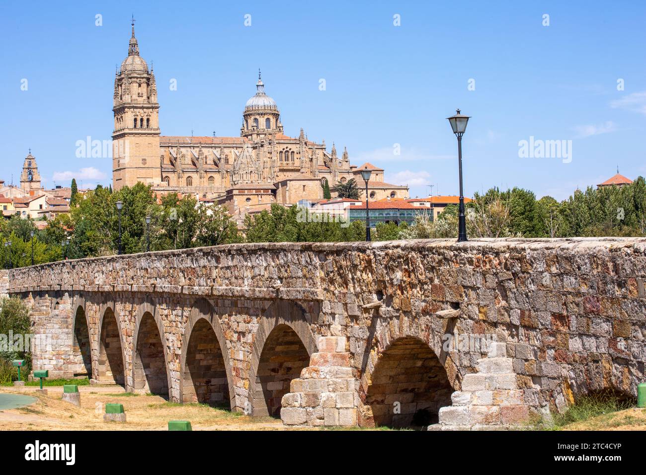 The roman bridge in the Spanish city of Salamanca over the river Tormes ...
