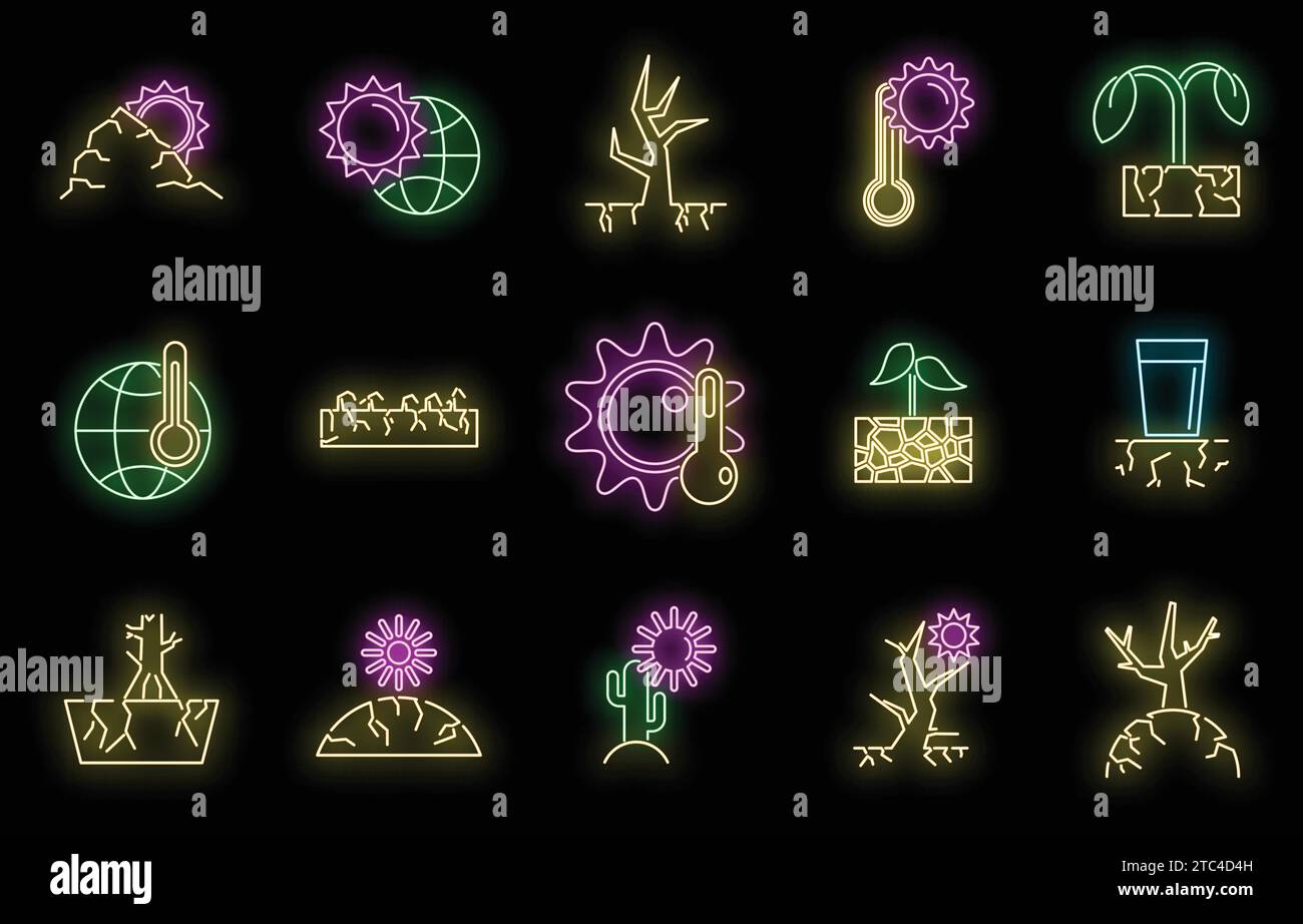 Drought environment icons set. Outline set of drought environment ...