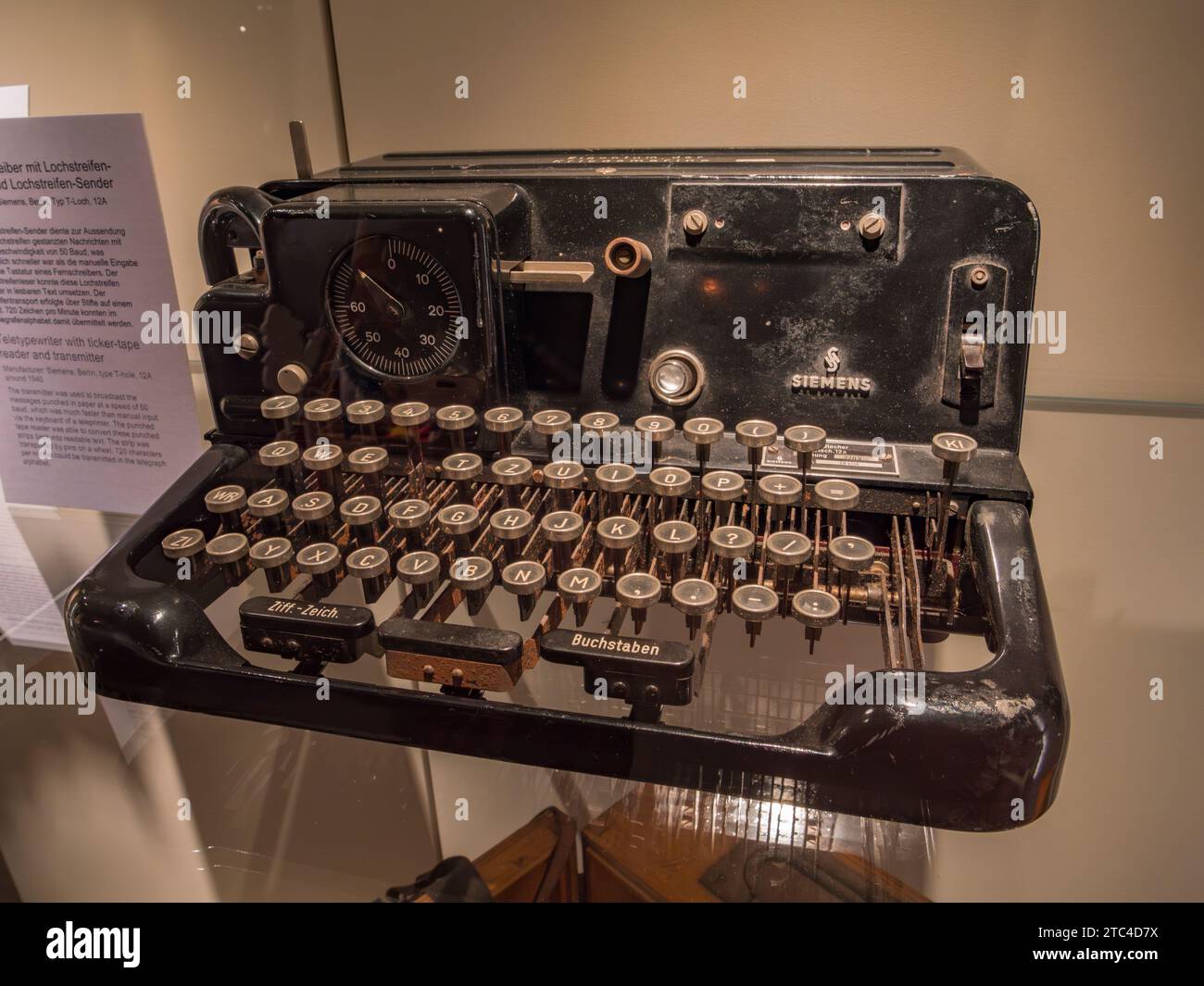 A Siemens teletypewriter with ticker-tape reader and transmitter (1940) in the International ...