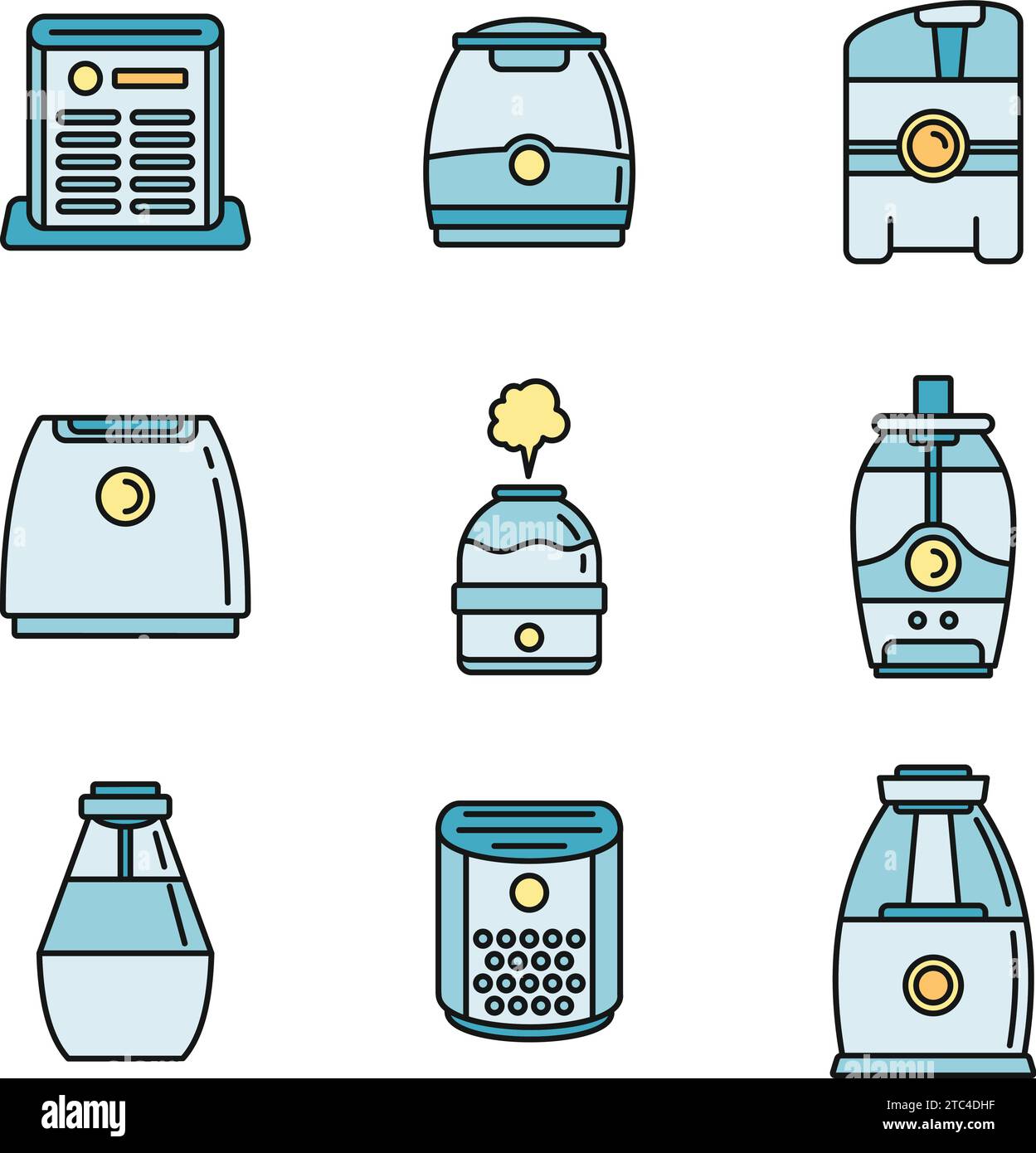 Home air purifier icons set. Outline set of home air purifier vector ...