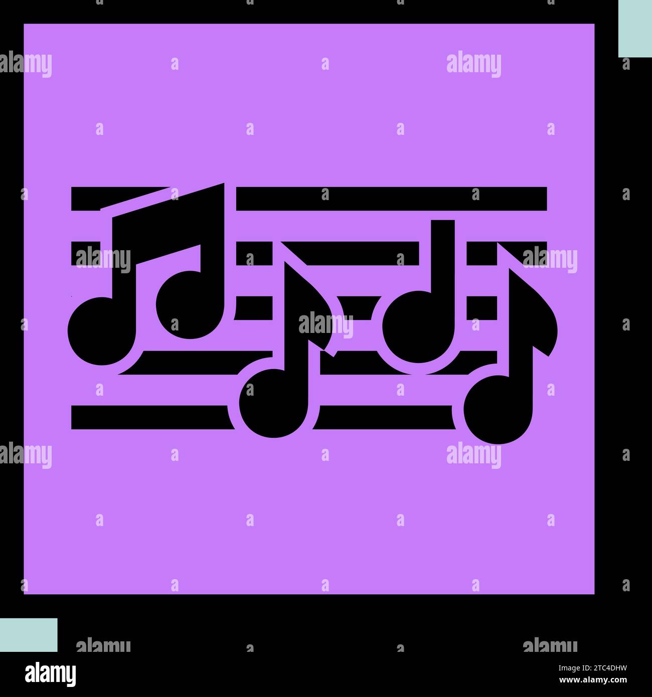 Stave and music notes vector isolated neo-brutalism icon. Melody ...